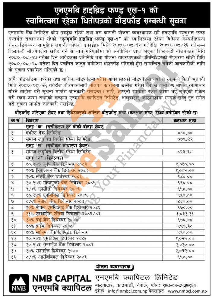 NMB Capital Limited has allotted shares/debentures/collective ...
