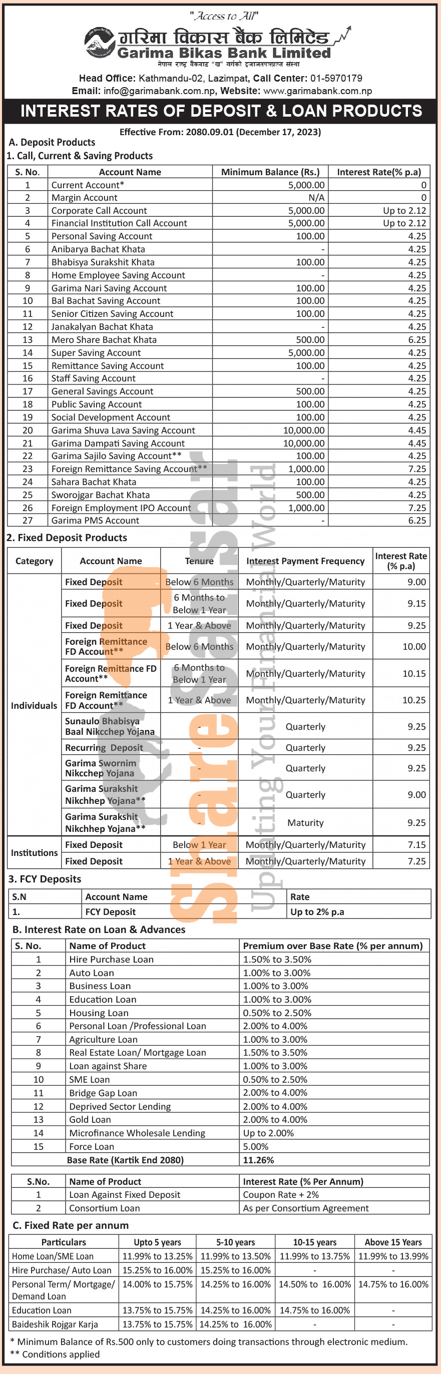 Garima Bikas Bank Limited has published a notice regarding the new ...