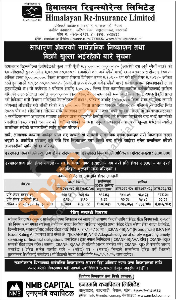 Himalayan Reinsurance Limited has extended its 2,49,00,000 units IPO ...
