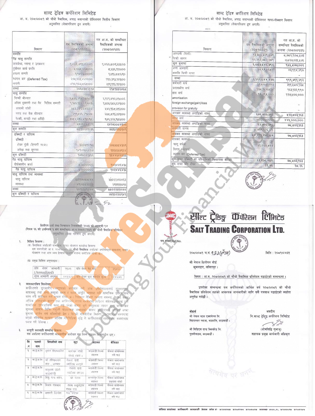 Salt Trading Corporation Limited has posted a net profit of Rs 63.21 ...