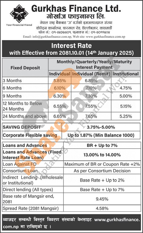Gurkhas Finance Limited has published a notice regarding the new ...