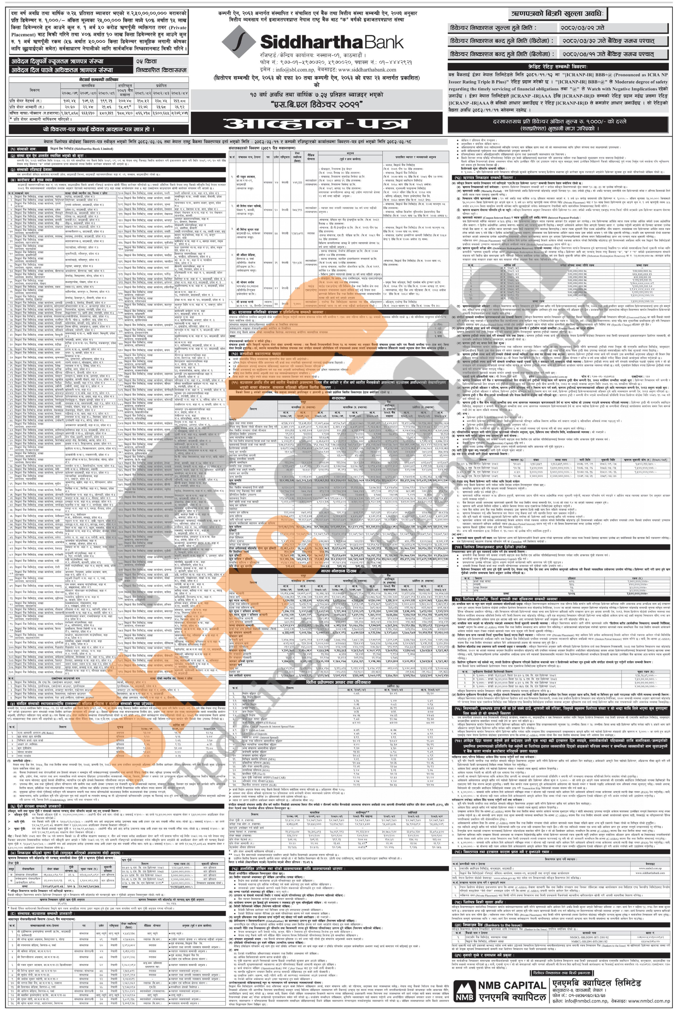 Siddhartha Bank Limited has published an offer letter to issue (25,00 ...